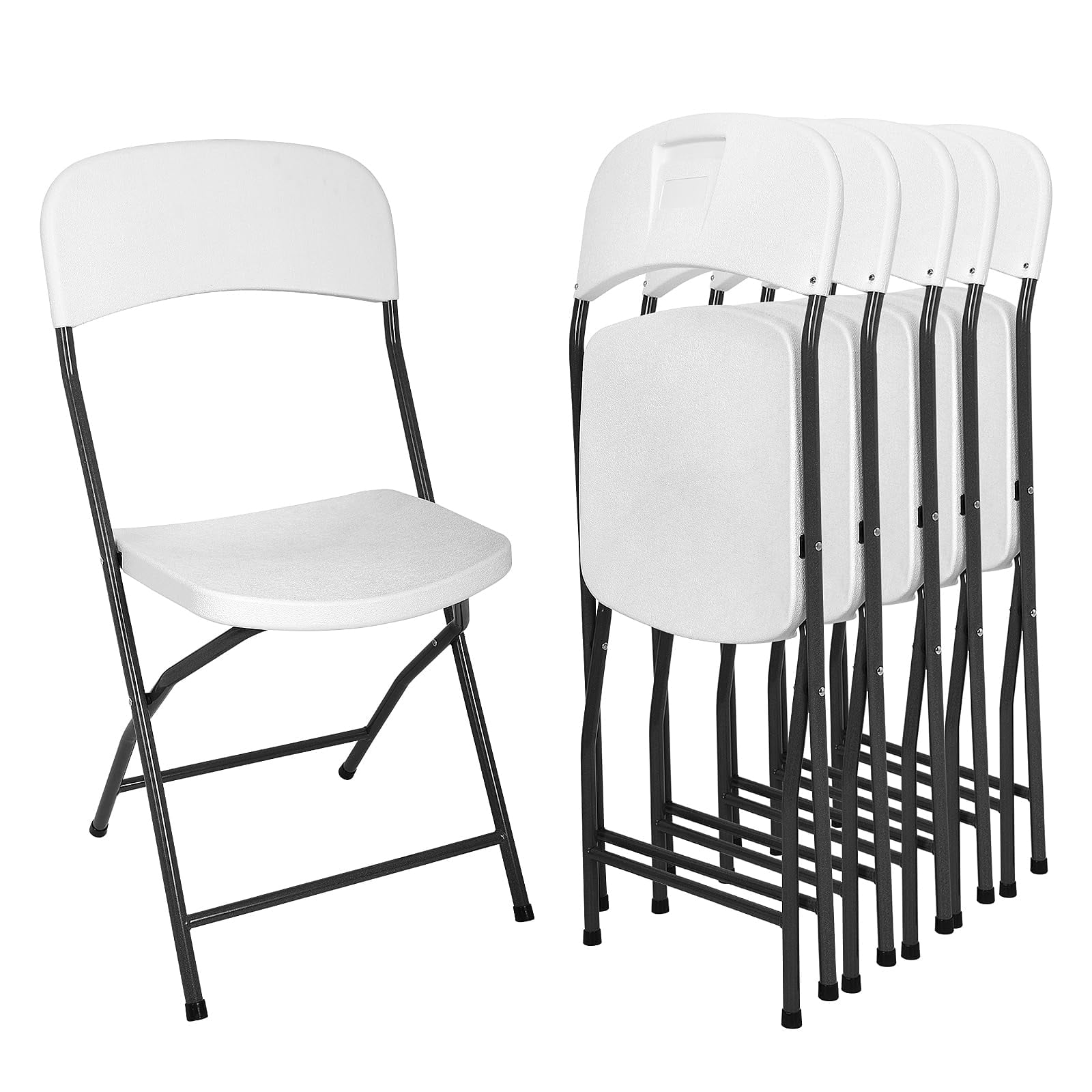 Outdoor Folding Chairs Set of 6 Portable Foldable Chair Plastic Chairs Stackable Bulk Folding Dining Chairs for Home Office Indoor Outdoor Events