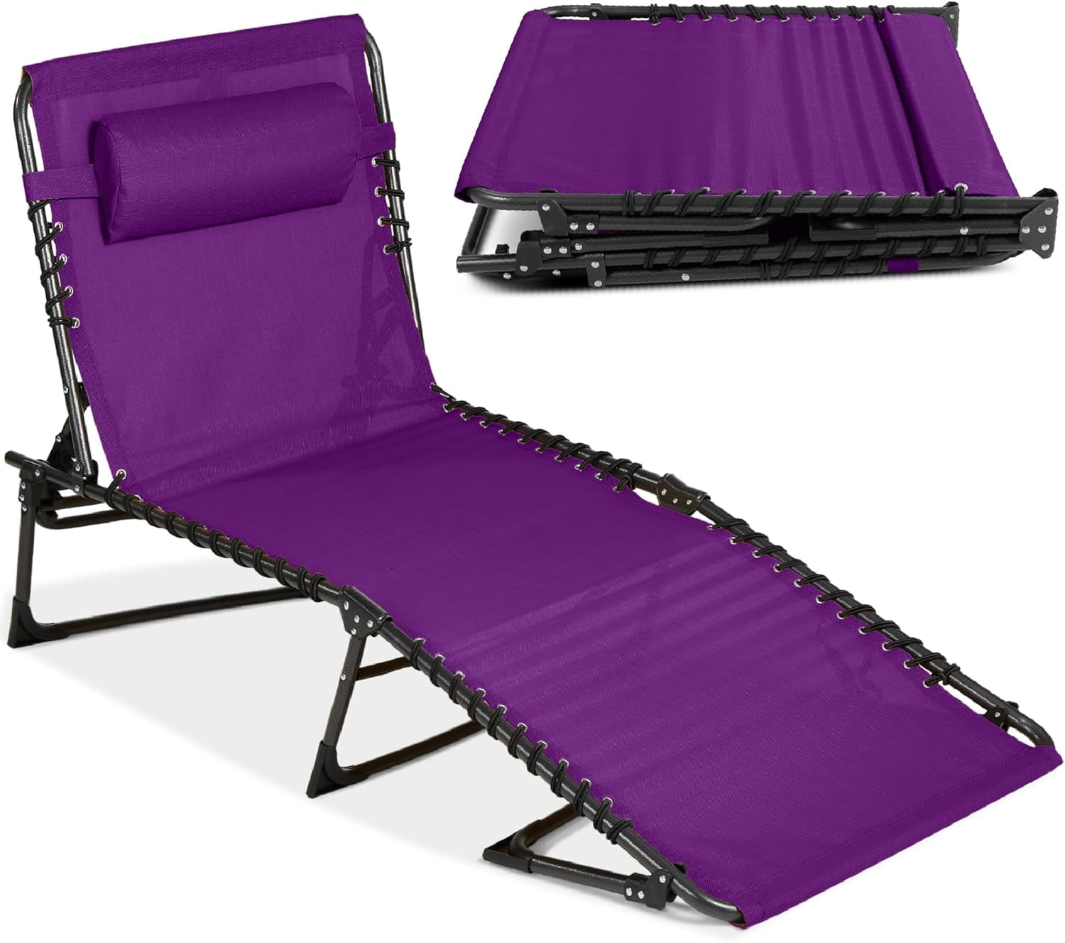 Outdoor Folding Chaise Lounge Chair, Portable Recliner for Patio Beach ...