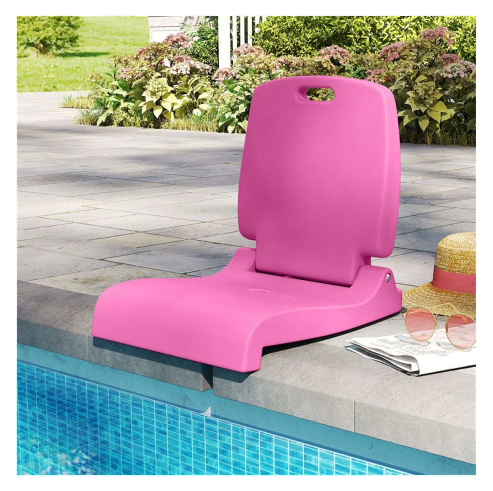Outdoor Folding Pool Lounge Chair Adjustable Recliner with Foldable ...