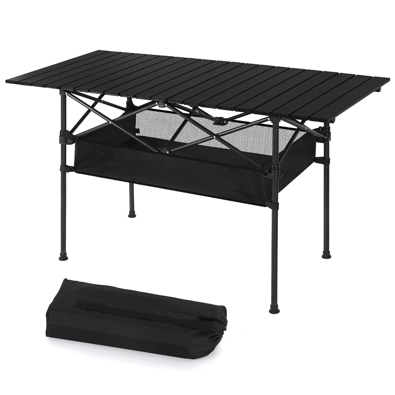 Fold Camp Table, Portable Aluminum Roll-up Picnic Backpacking Table ...