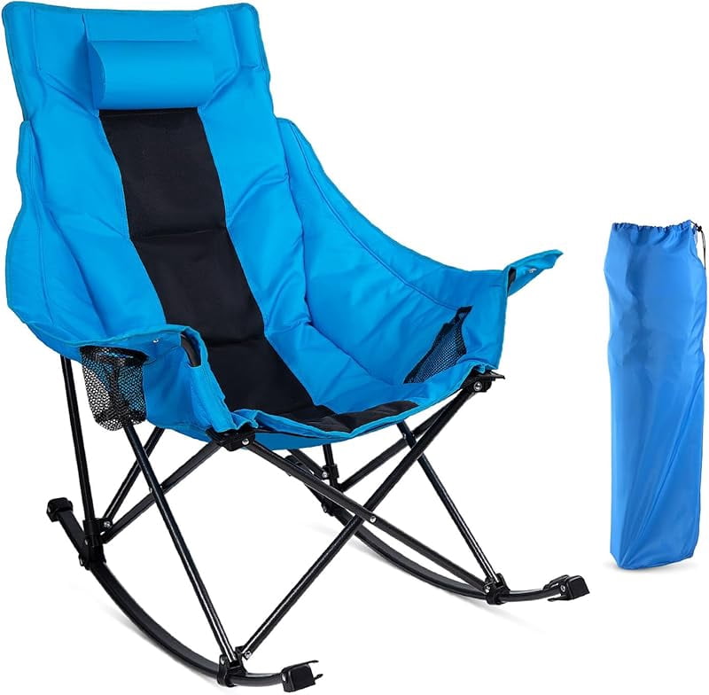 Outdoor Folding Rocking Camping Chair for Adults,Portable Oversized ...
