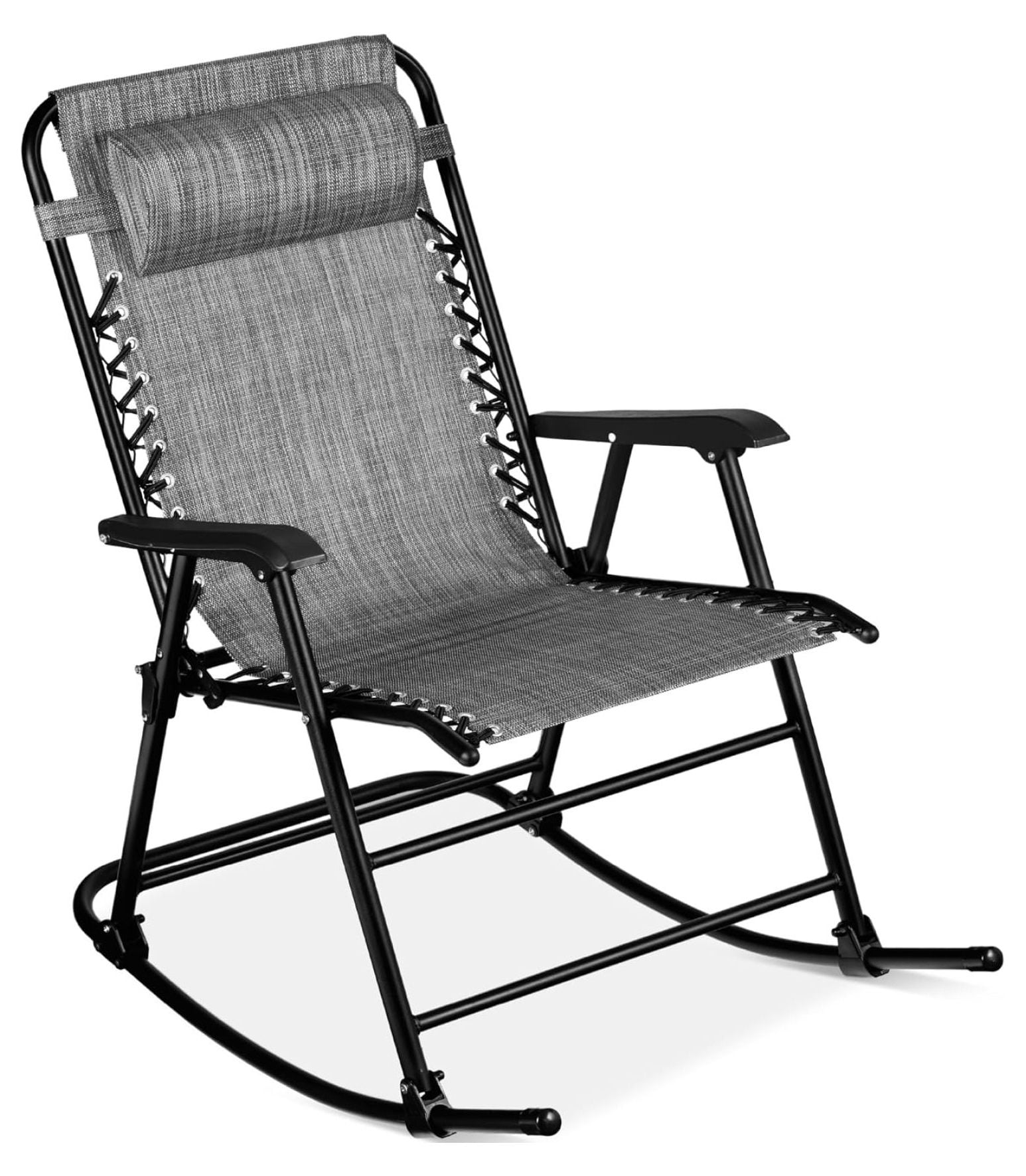 Outdoor Folding Rocking Chair, Lounge Chair, Patio Rocker w/Headrest ...
