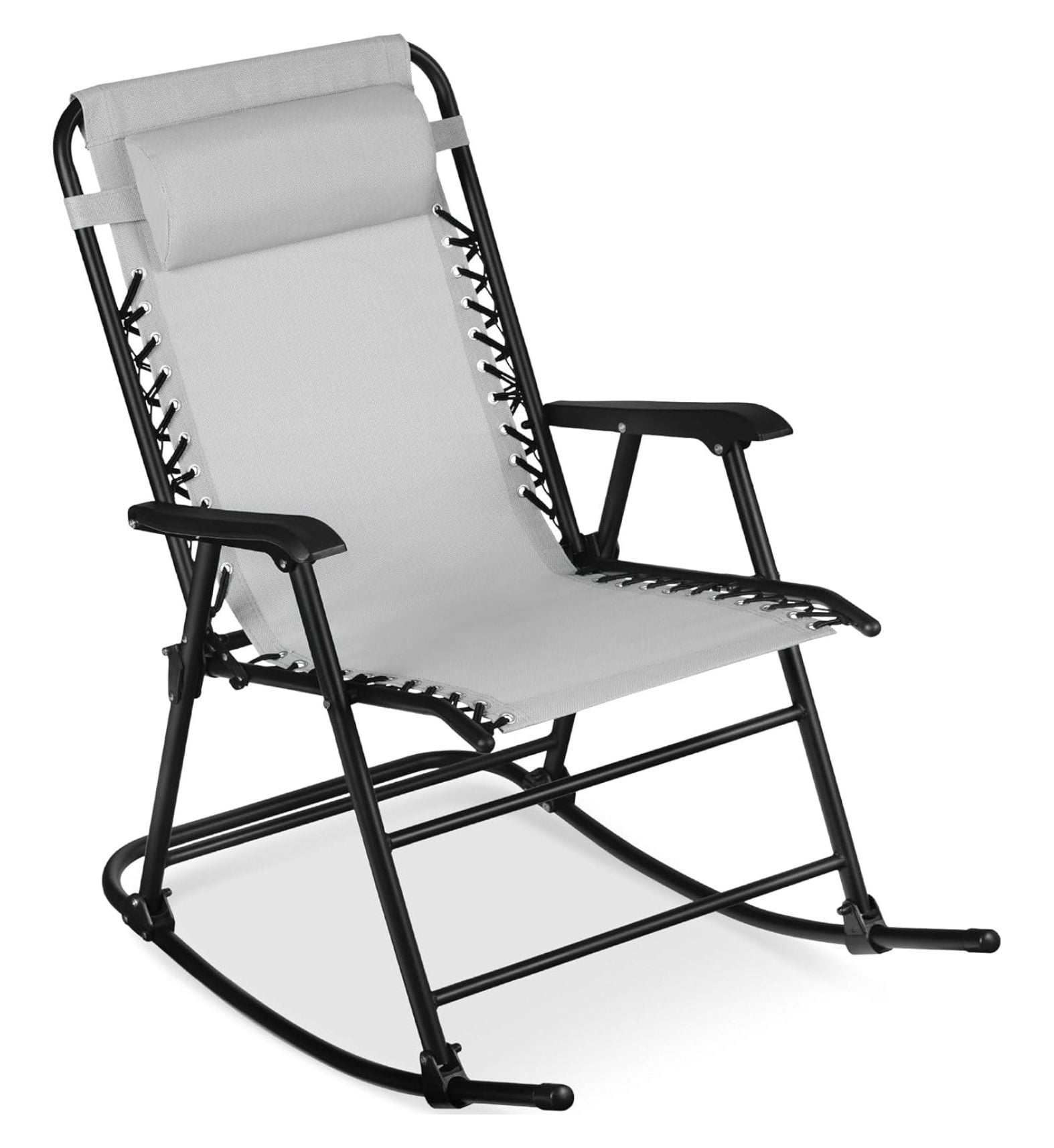 Outdoor Folding Rocking Chair, Lounge Chair, Patio Rocker w/Headrest ...