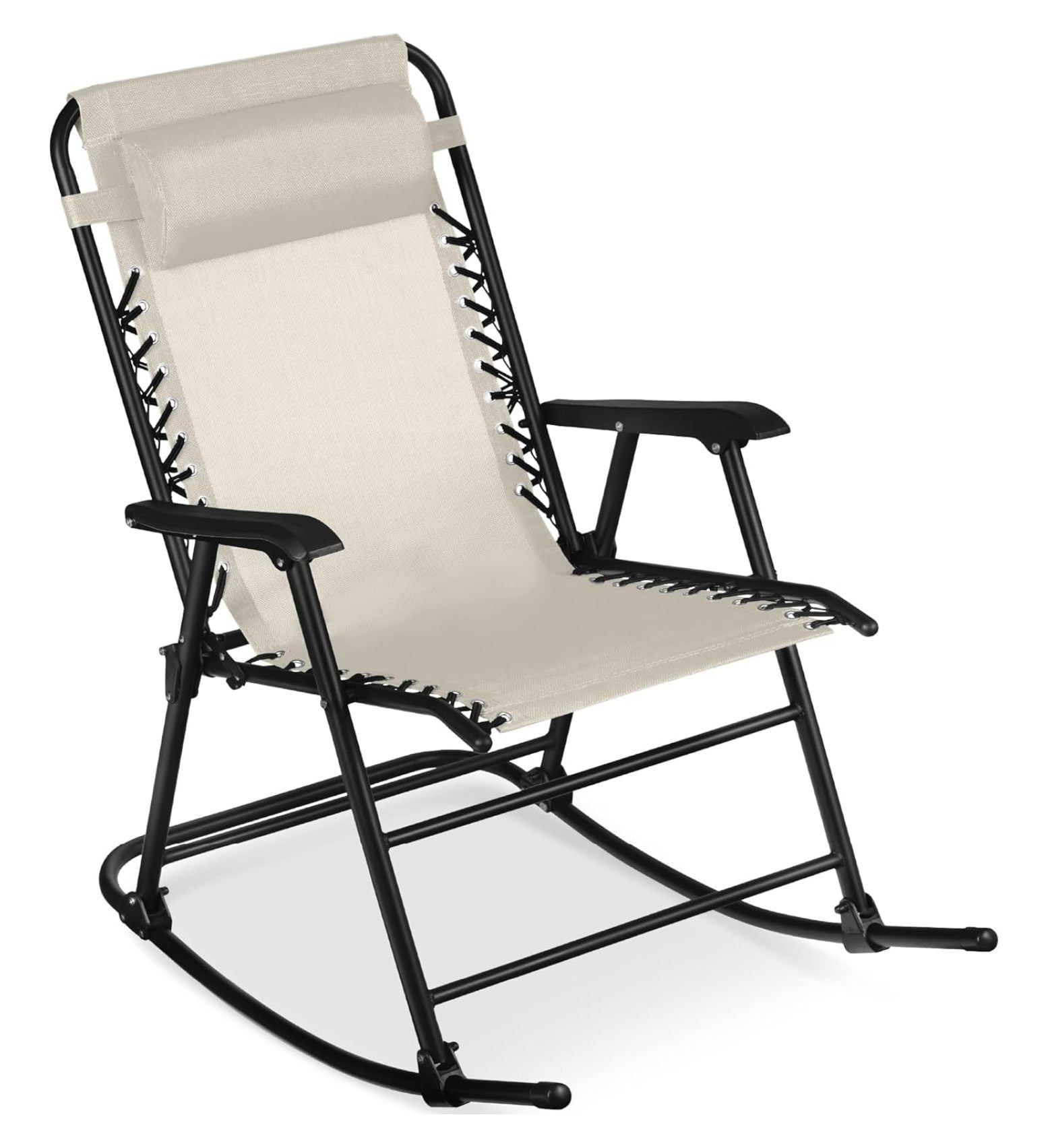 Outdoor Folding Rocking Chair, Lounge Chair, Patio Rocker w/Headrest ...