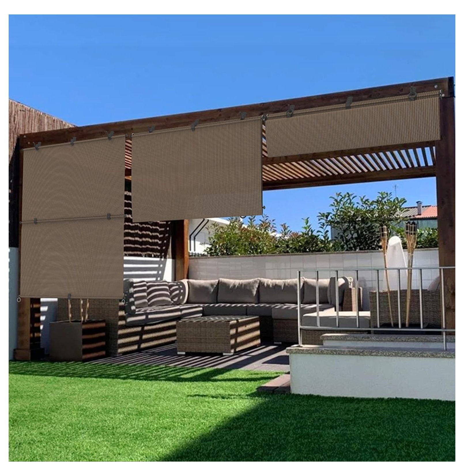 Outdoor Folding Shades 6W' x 15H' Window Blinds for Porch Screen Deck ...