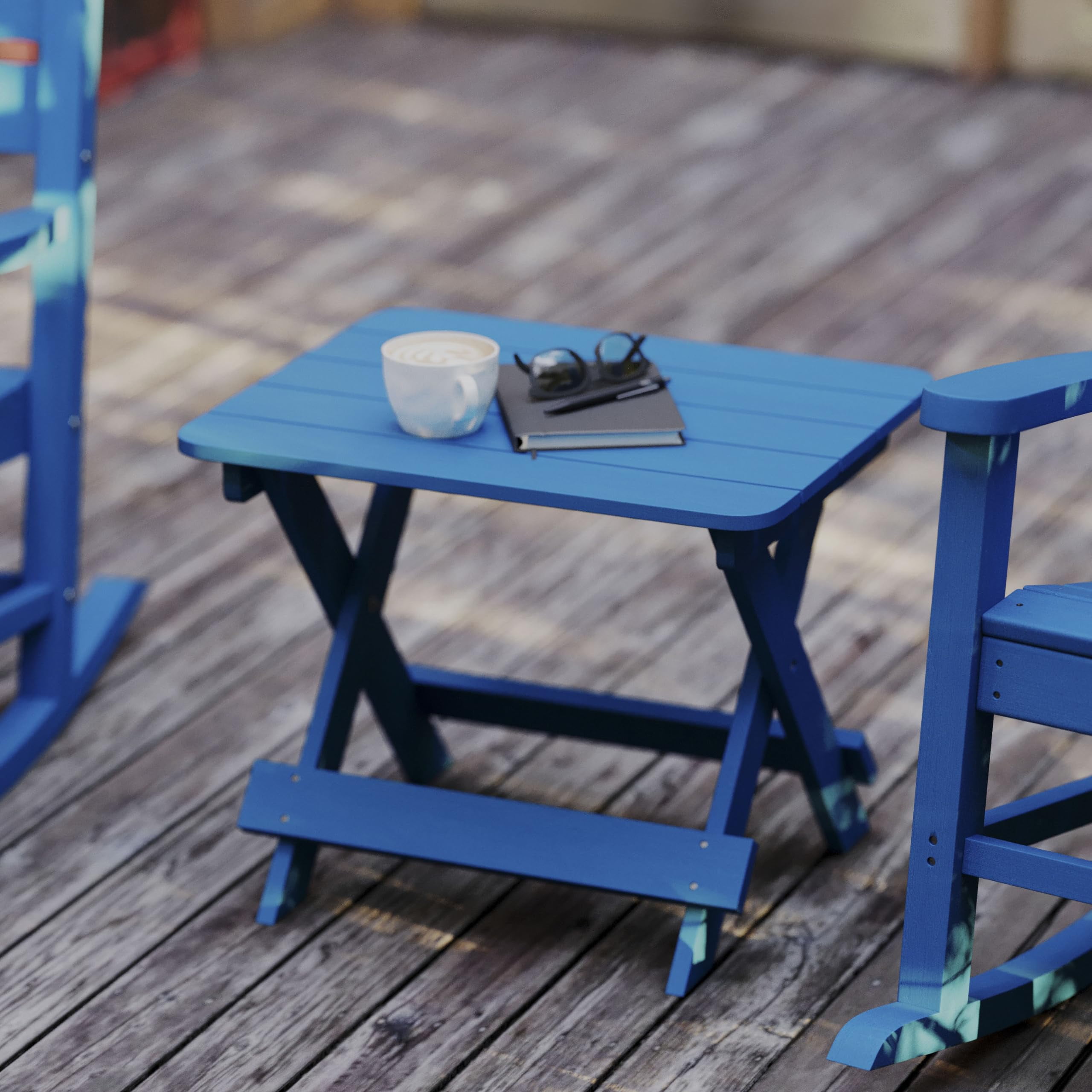 Outdoor Folding Side Table, Portable All-Weather HDPE Adirondack Side ...