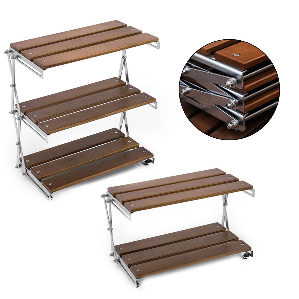 Outdoor Folding Storage Rack Folding Table Shelf for Picnic Camping ...