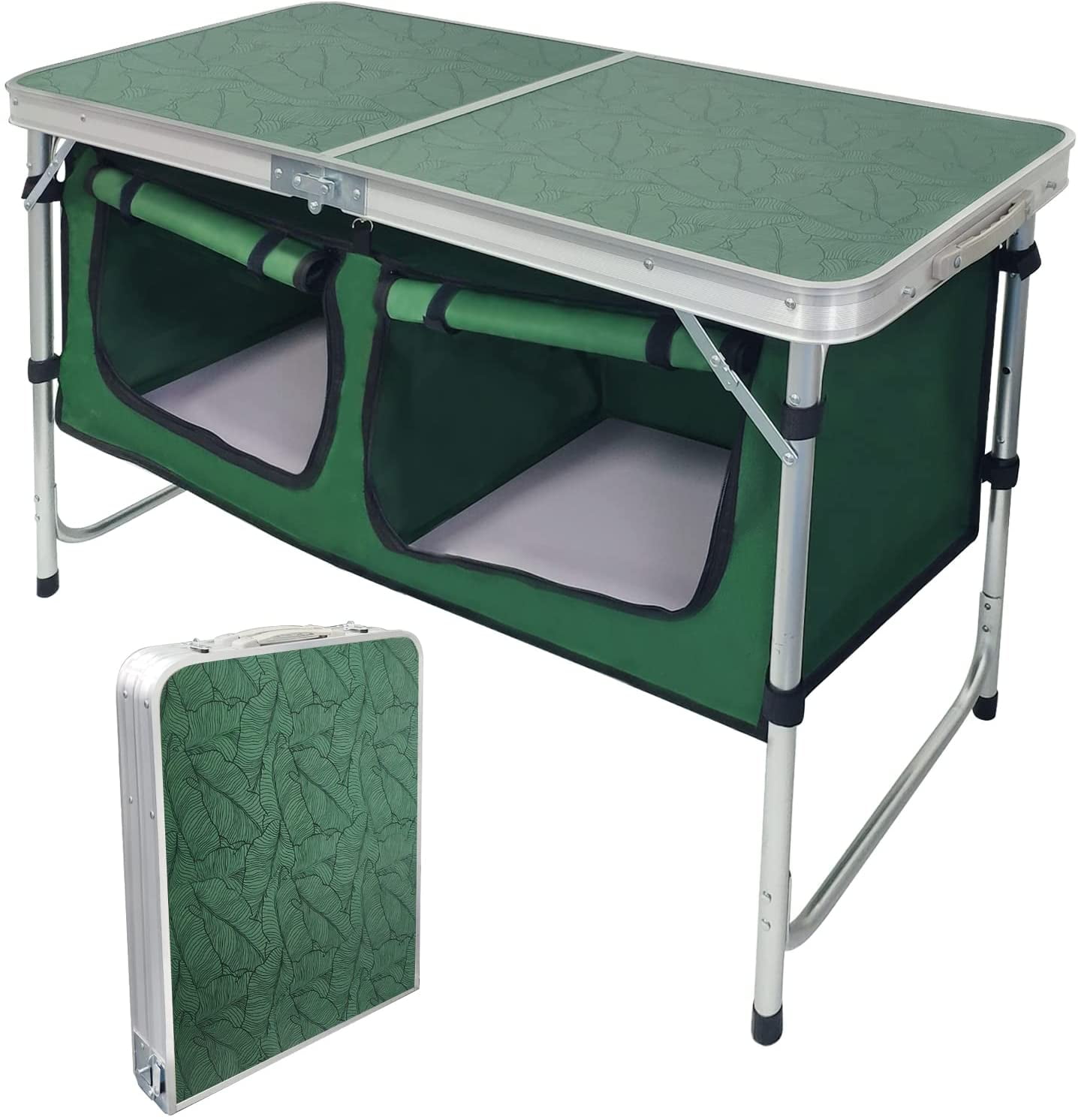 Outdoor Folding Table Aluminum Lightweight Height Adjustable with ...