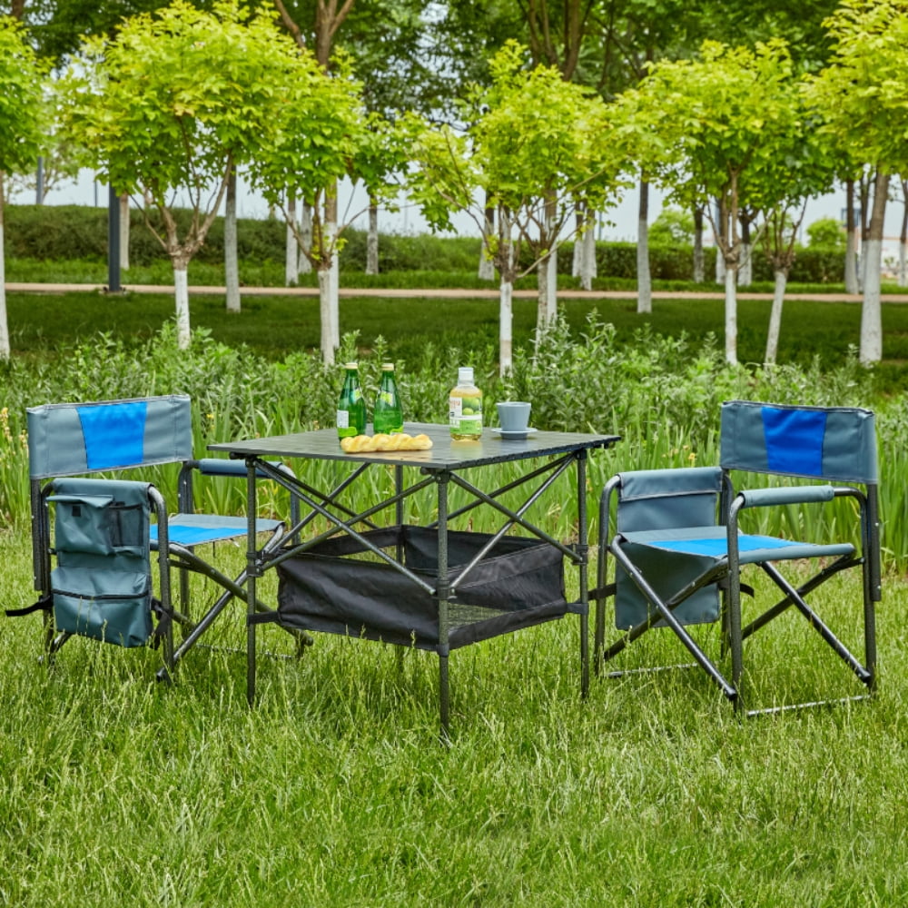 Outdoor Folding Table and Chairs Set 3-Piece Portable Camping Furniture ...
