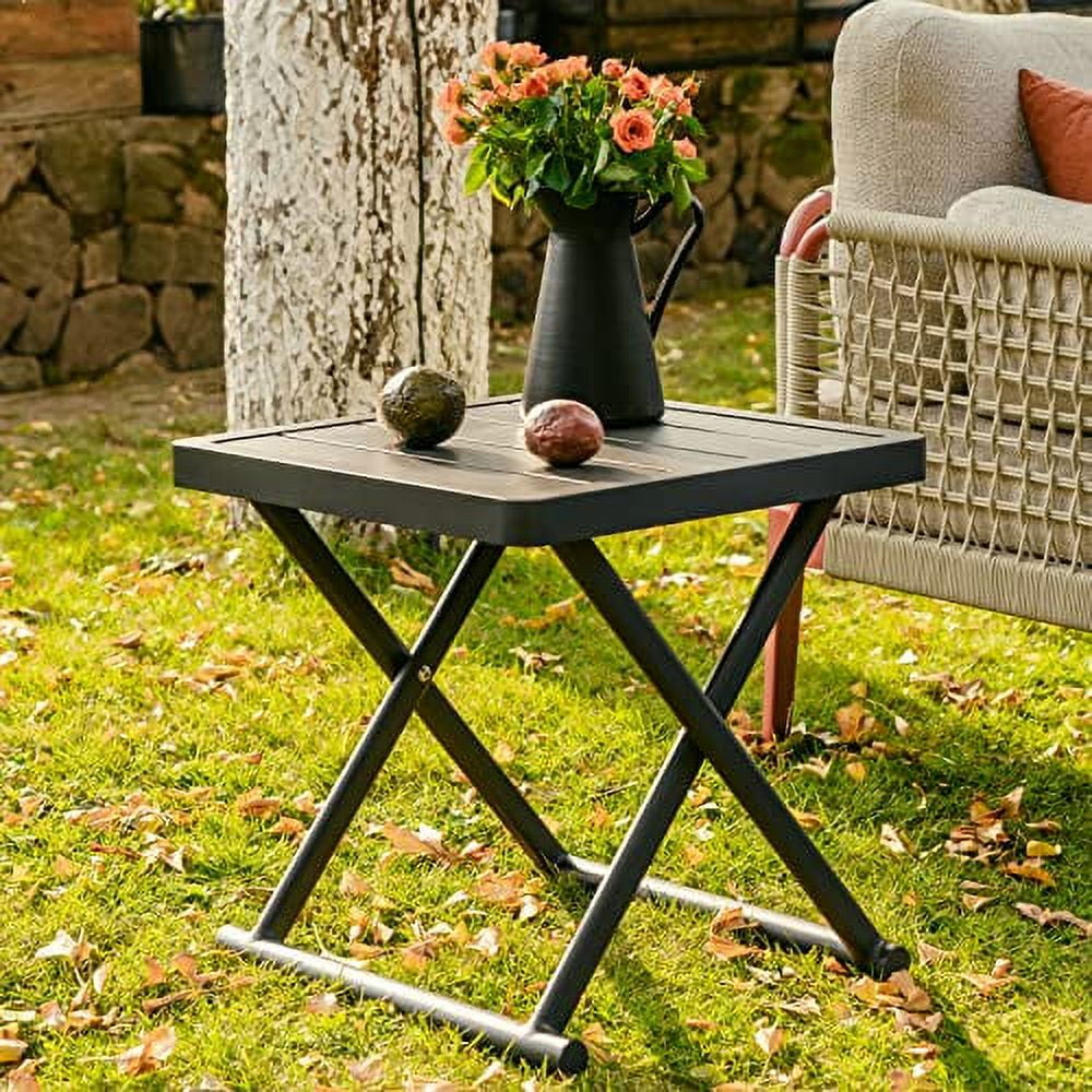 Outdoor Folding Table for Patio Square Side Table for Camping and ...