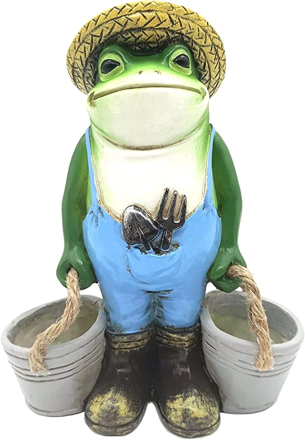 Outdoor Frog Garden Decor Statues - Frog Figurines Gifts with Planter ...