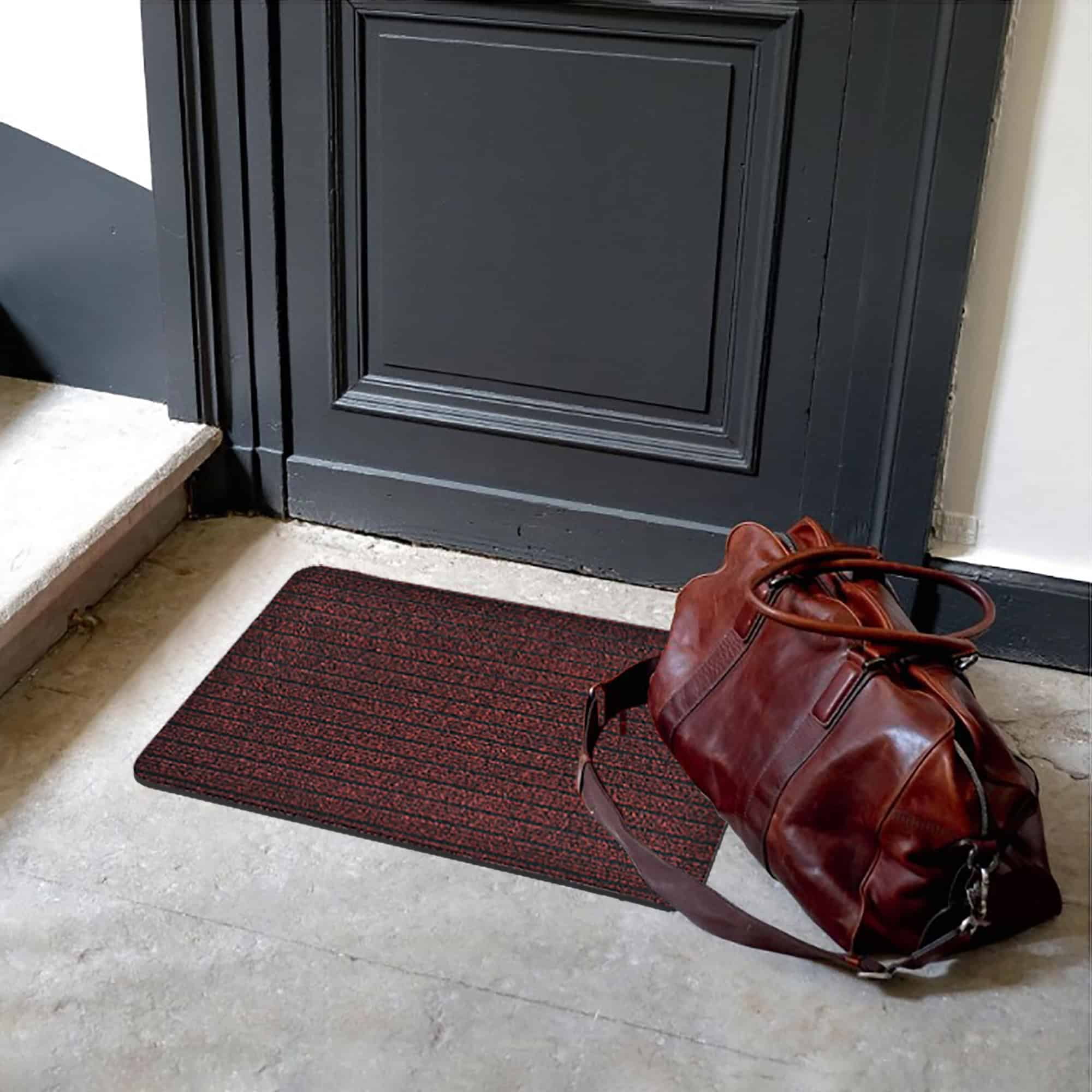 Outdoor Front Door Mat Chloe Polypropylene Latex Rug 24x16 Maroon ...