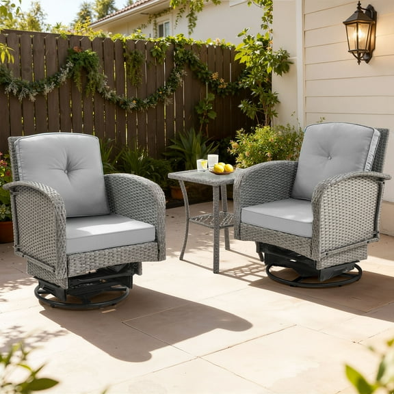 Asofer Outdoor Bistro Set，Patio Chairs Set with Metal Frame Glass Table ...