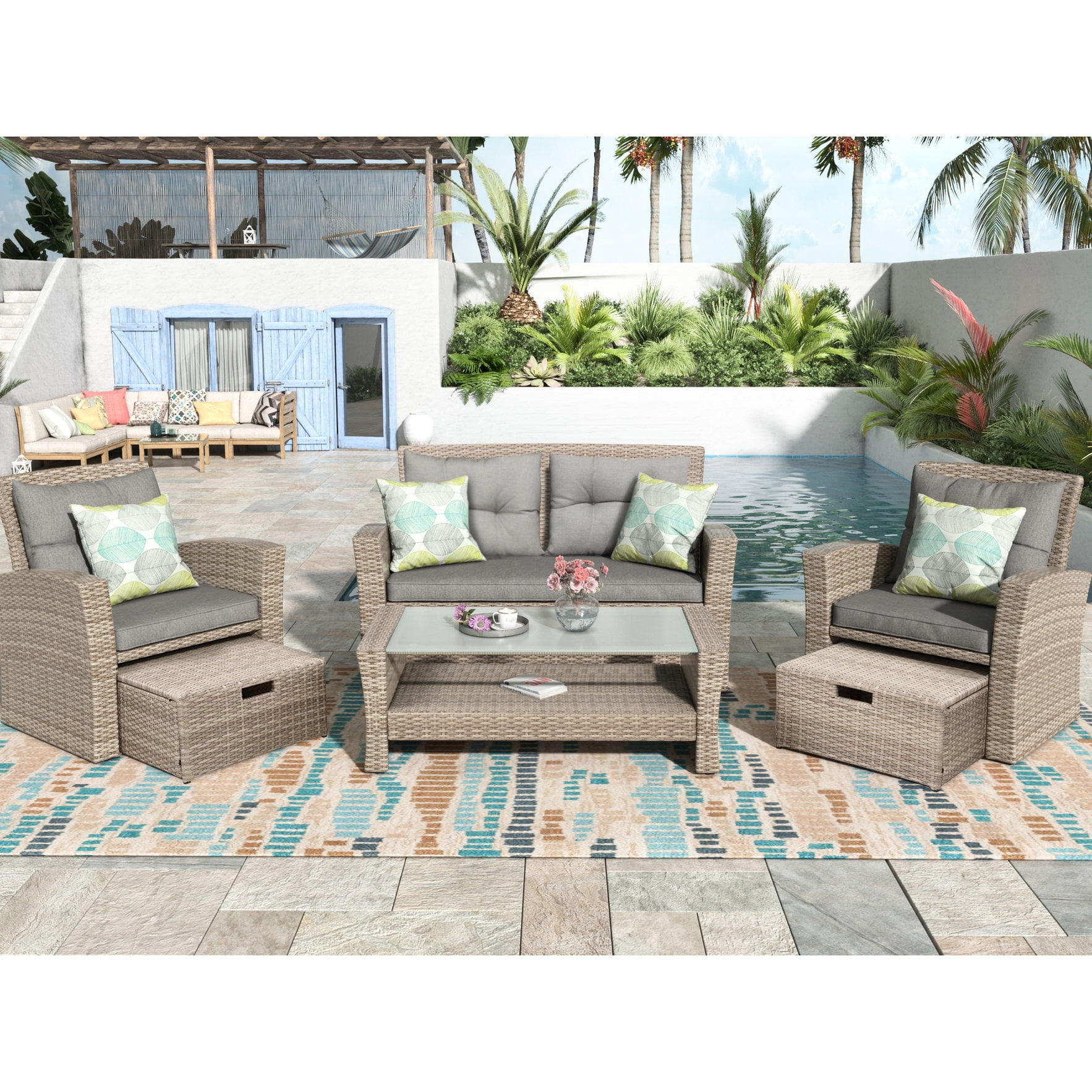 Outdoor Furniture Set / U - shaped Sectional Sofa with Coffee Table ...