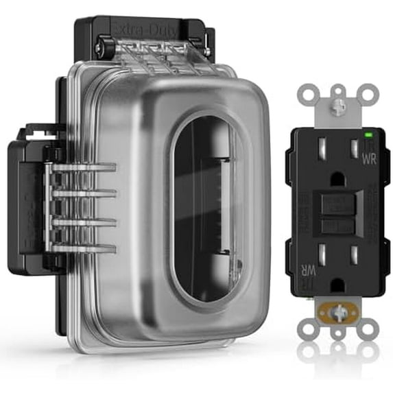 Outdoor GFCI Outlet with Extra-Duty in Use Cover, 15 Amp TRWR Self-Test ...