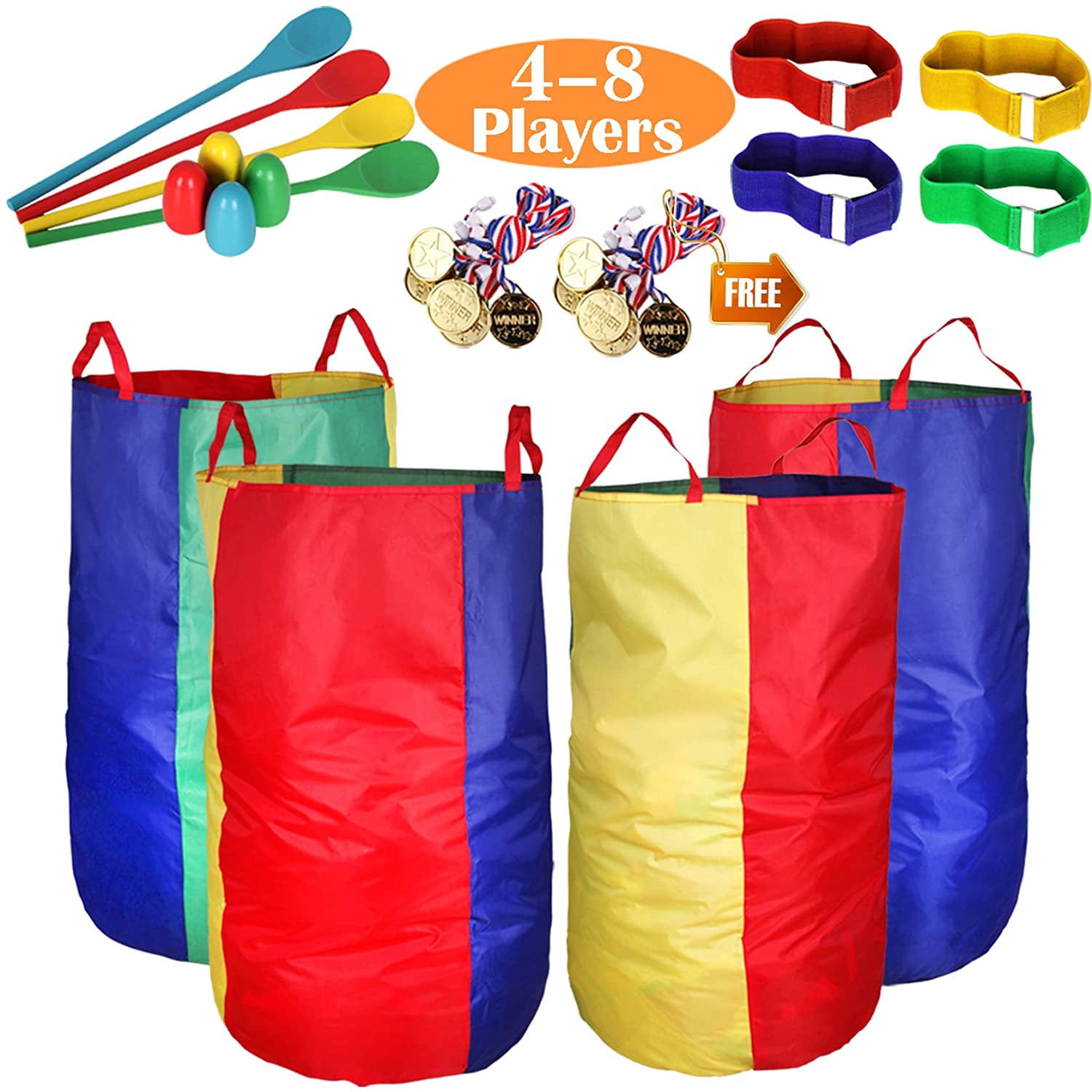 Outdoor Games, Potato Sack Race Bags for Kids Adults, Egg Spoon Relay ...