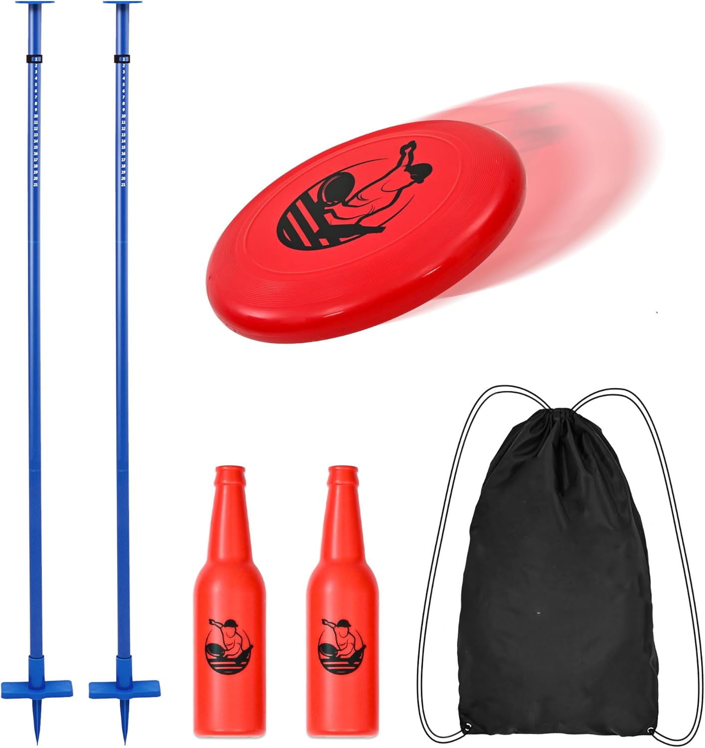 Outdoor Games-Upgraded Flying Disc Game Set, Fun Bottle Drop Yard Games ...