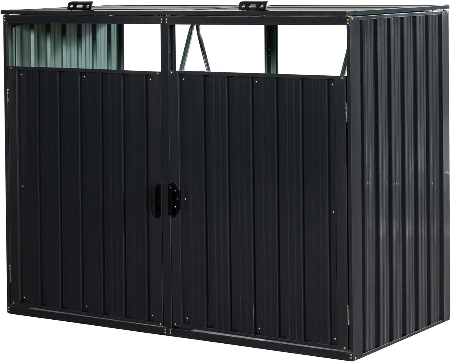 Outdoor Garbage Bin Storage Shed Galvanized Steel Outdoor for 2 Trash ...