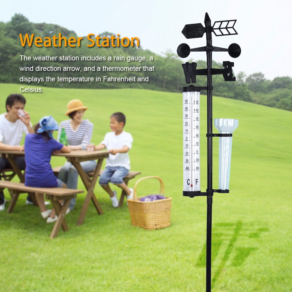 Outdoor Garden 3 In 1 Weather Station Measurer - Rain Gauge, Wind ...