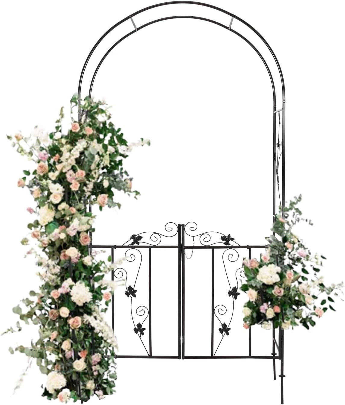 Outdoor Garden Arbors with Gate Door 7’ H x 3’7’’ W Metal Garden Arch ...