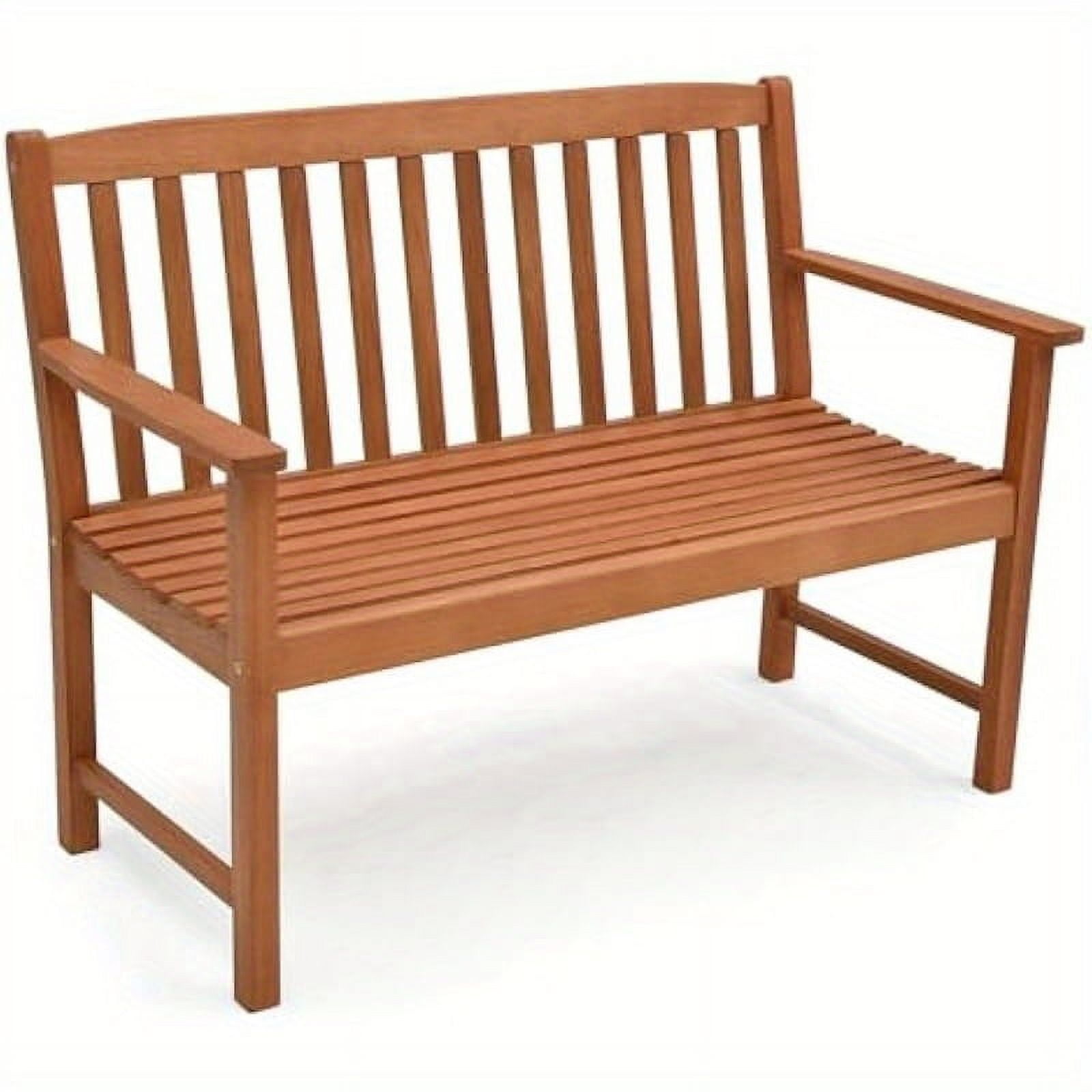 Outdoor Garden Bench 2-Person Eucalyptus Wood Bench with Backrest ...