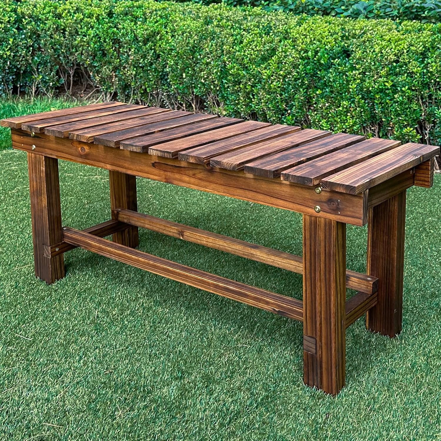 Outdoor Garden Bench, 2-Person Wood Patio Bench Weatherproof Outdoor ...
