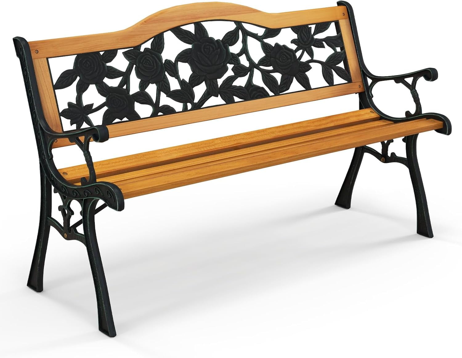 Outdoor Garden Bench Park Bench, Patio Furniture Bench Chair with Cast ...