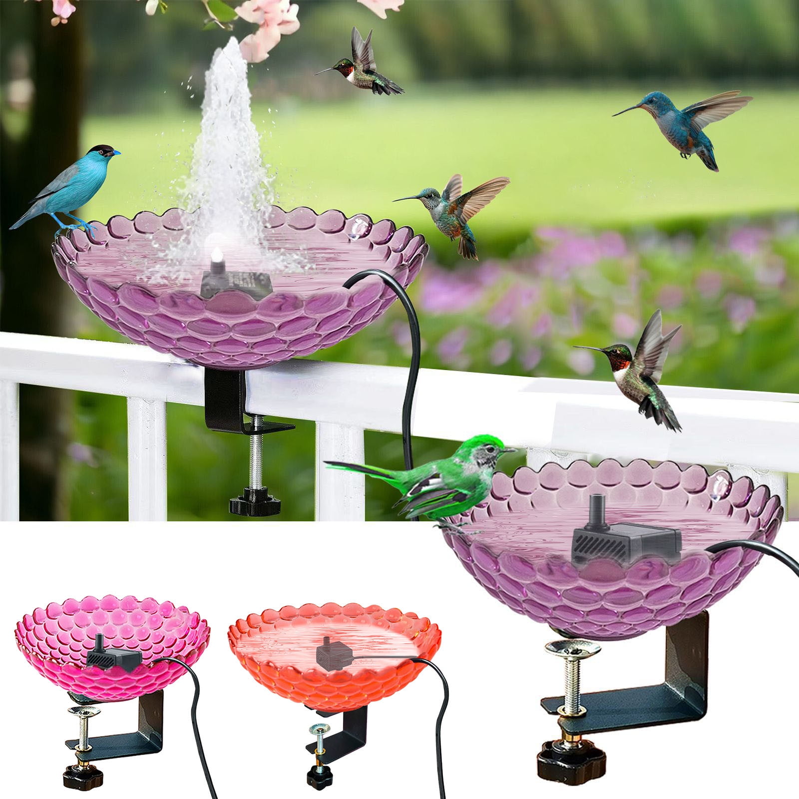 Outdoor Garden Bird Bath Feeder | Decorative Ground Inserted Tray ...