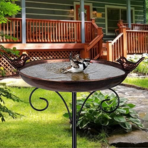 Outdoor Garden Bird Bath Metal Bird Baths Cast Iron Birdbath with Metal ...