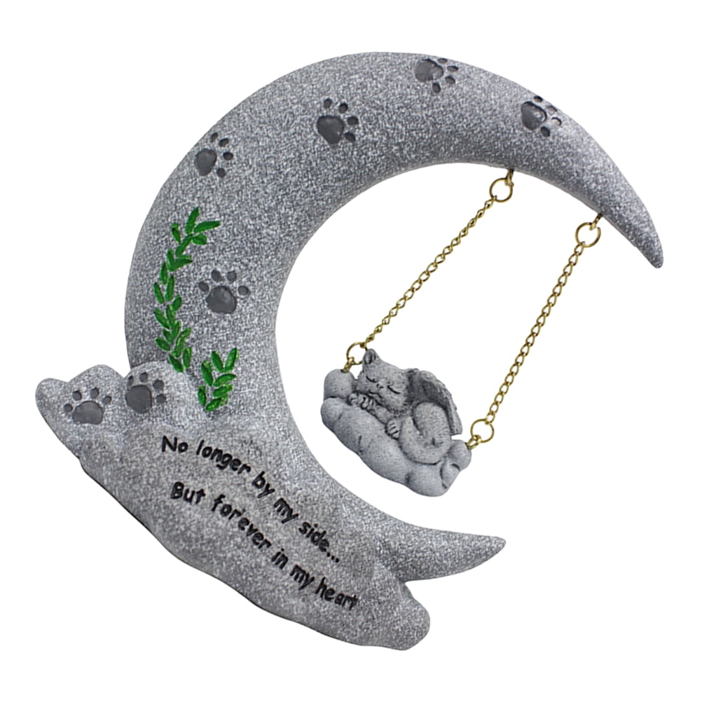HOMEMAXS Moon Shape Cat Memorial Stone Pet Memorial Stones Cat Moon ...