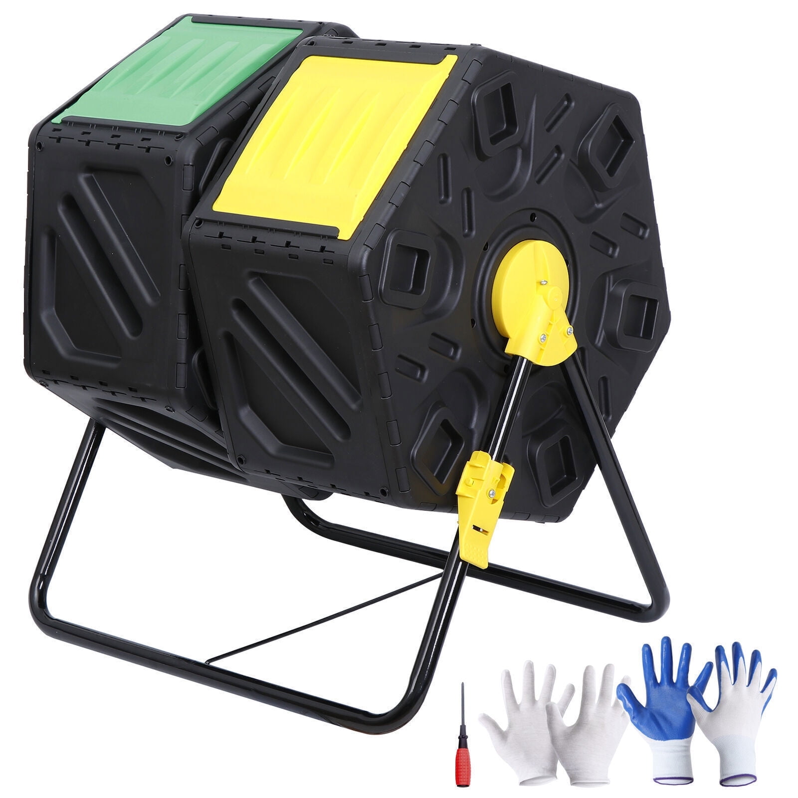 Outdoor Garden Compost Tumbler 37 Gallon Large Capacity with Gloves and ...