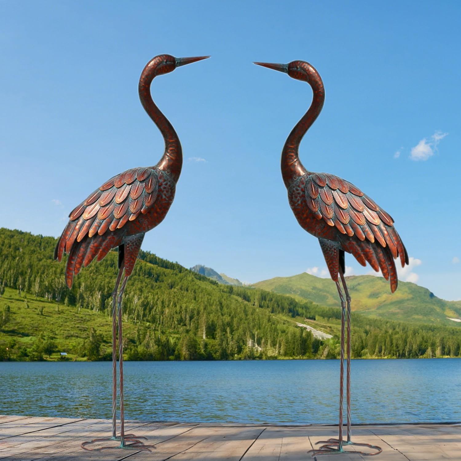 Outdoor Garden Crane Statues and Sculptures Metal Yard Art Statue for ...