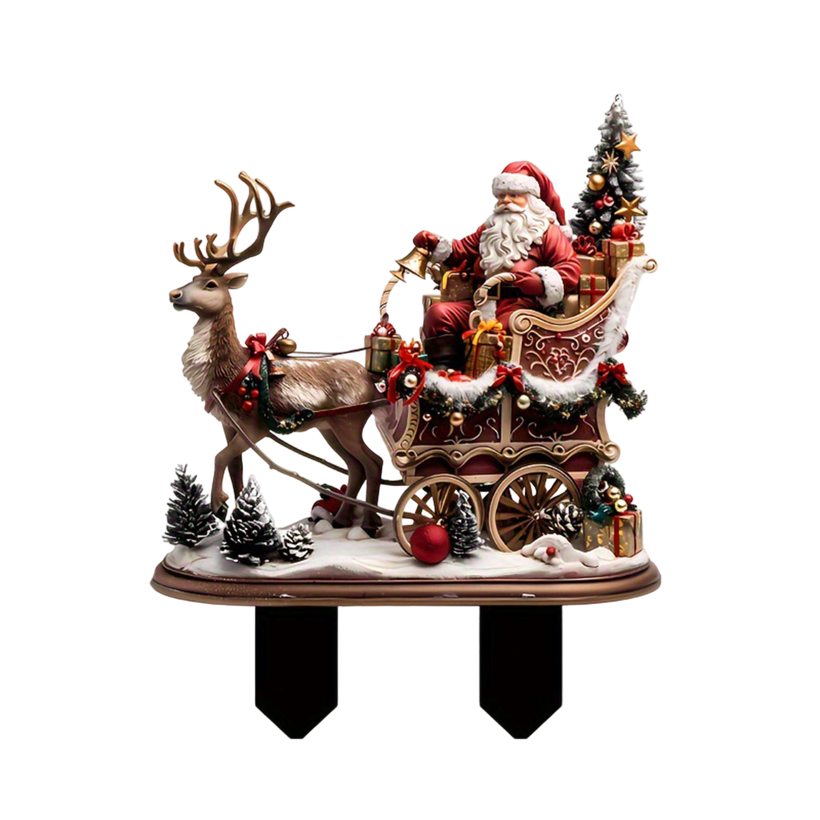 Outdoor Garden Decor, 2D Acrylic Santa Sleigh Reindeer Garden Ground ...