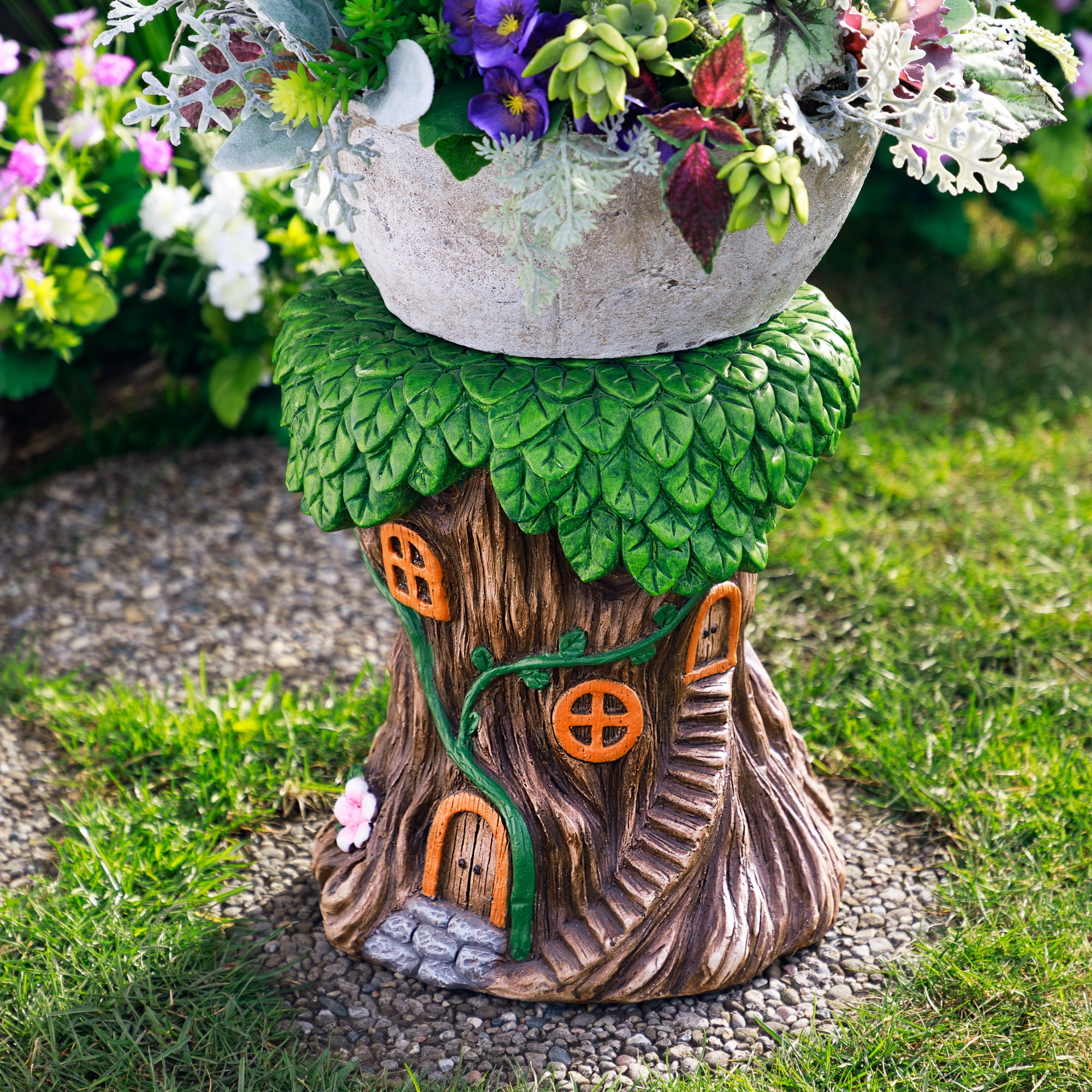 Northlight Fairy Tree Stump Outdoor Garden Plant Stand - 13.75 ...