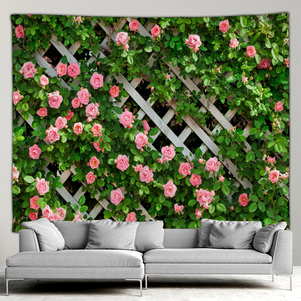 Outdoor Garden Fence Flower Tapestry Rustic Garden Wall Plant Natural ...