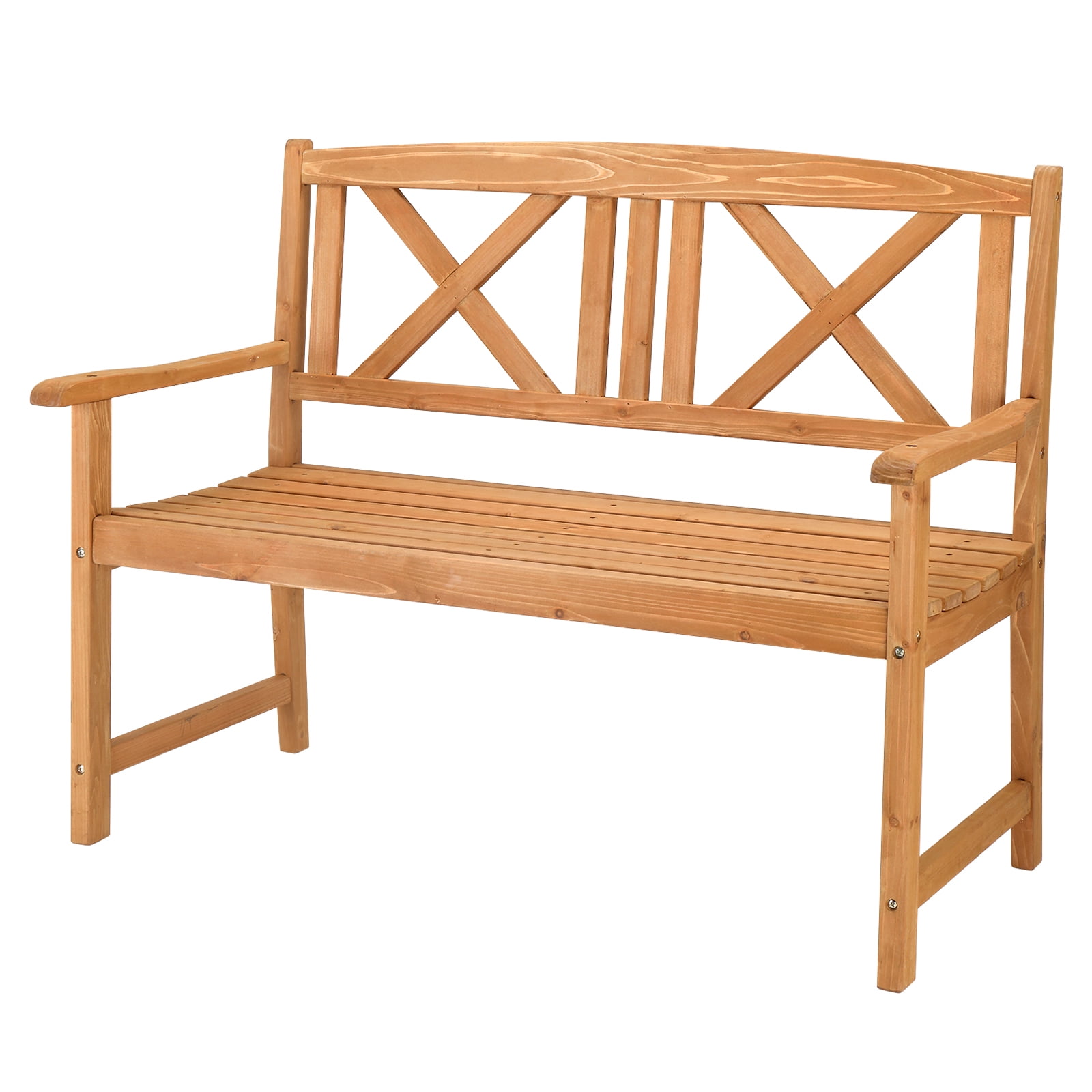 Outdoor Garden Fir X - Back Wooden Bench in Burlywood - Sturdy ...