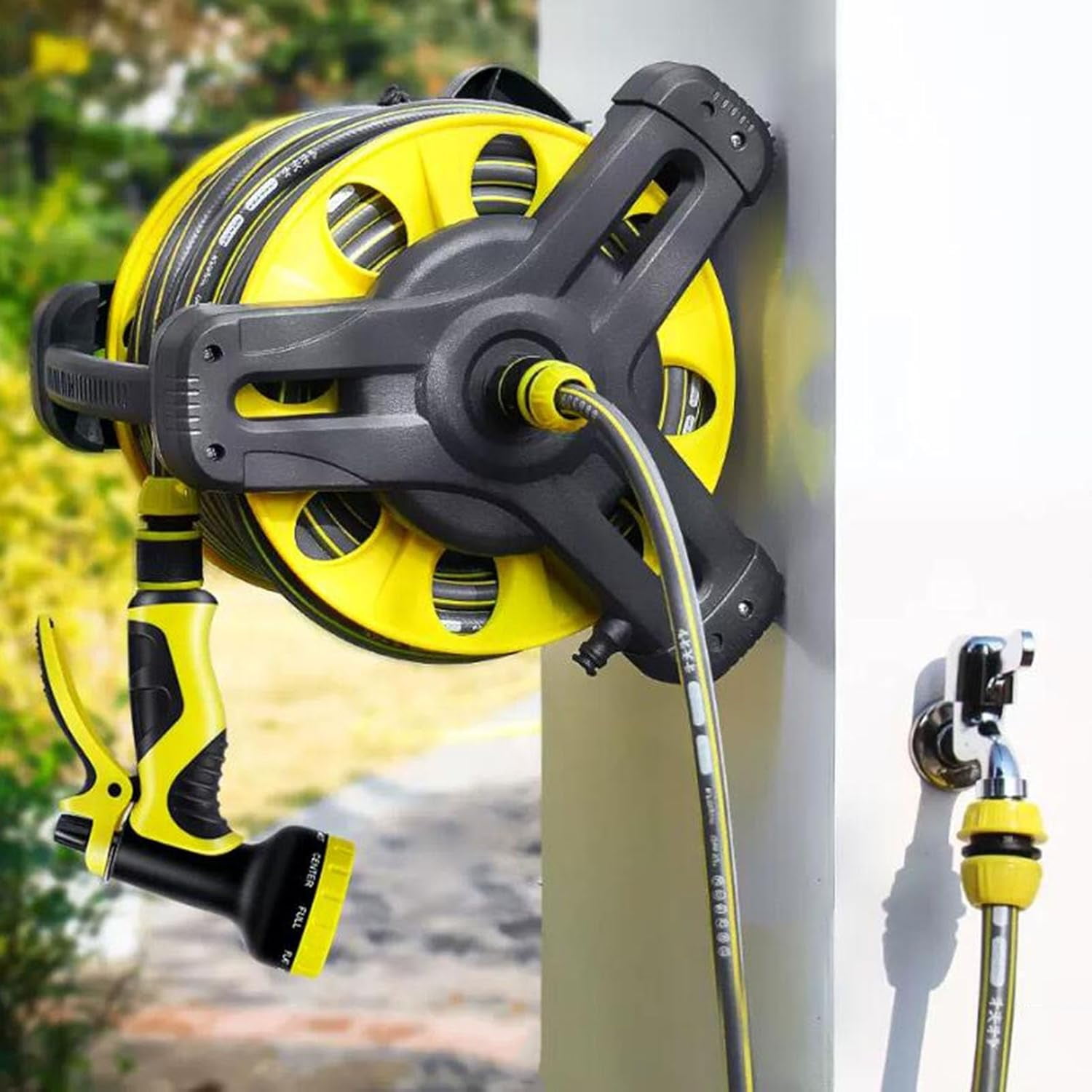 Outdoor Garden Hose Reel Cart with Water Gun, Hose Storage for Lawn ...