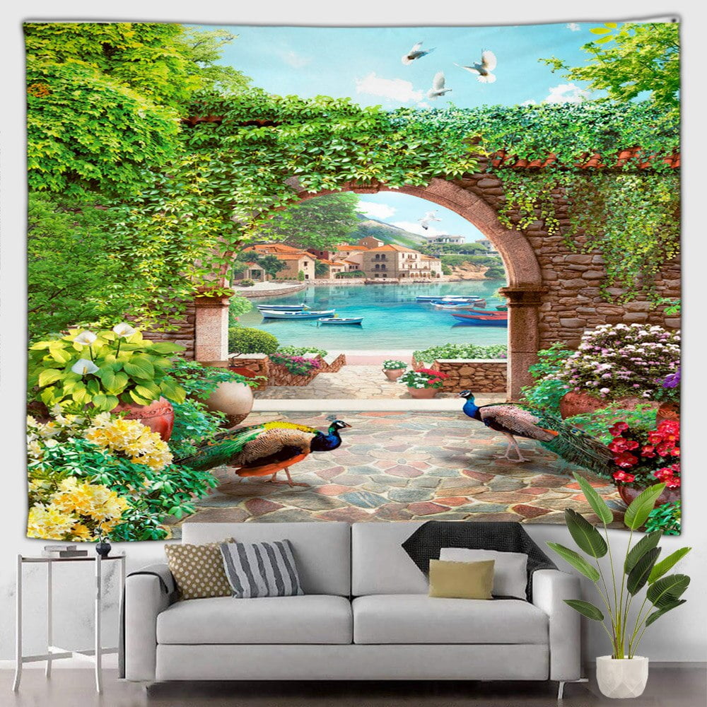 Outdoor Garden Landscape Tapestry Street Architecture Plants Floral ...