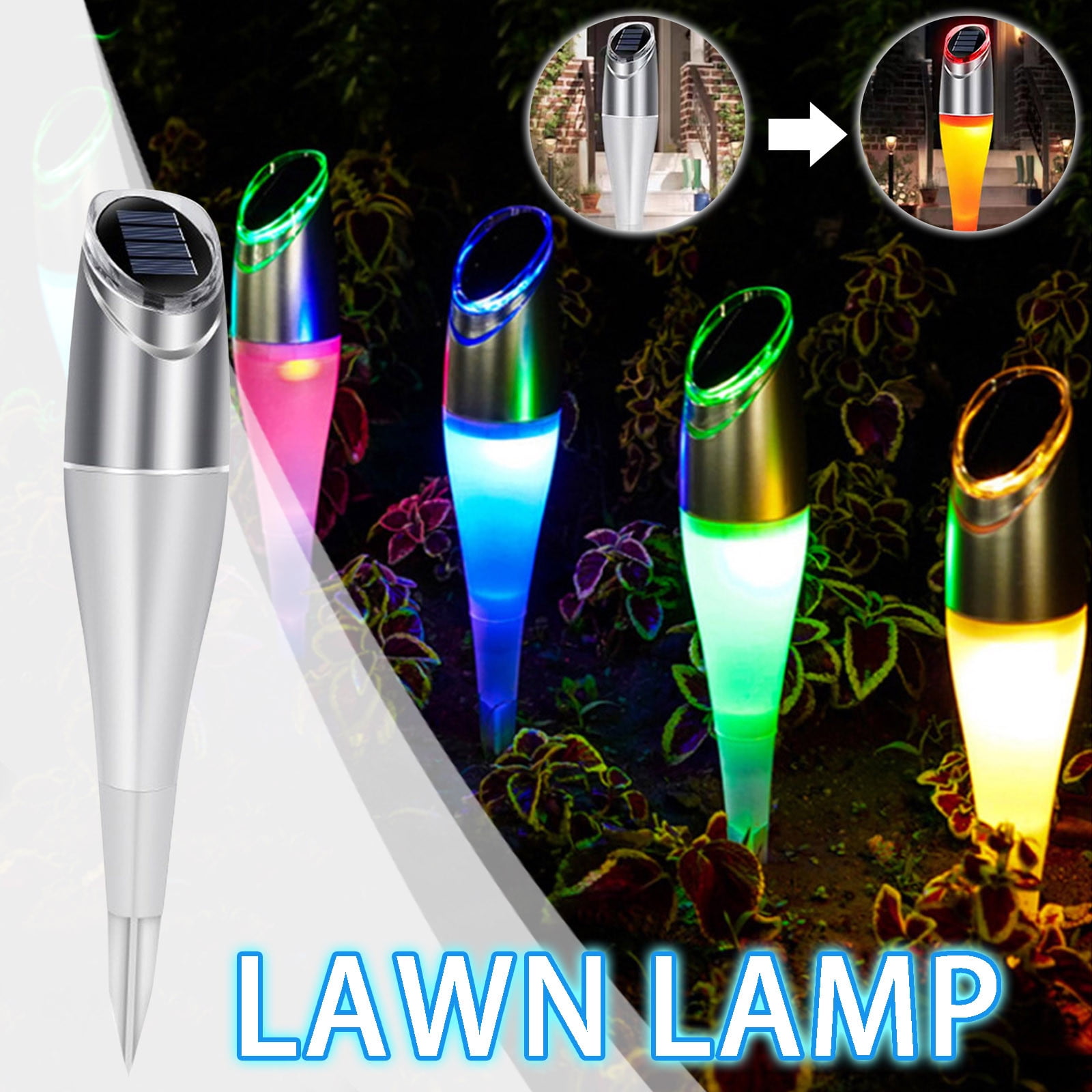 Outdoor Garden Lantern, Small Pathway Lamp, Solar Powered, Multi-color ...