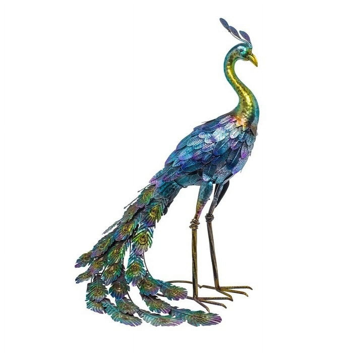 Outdoor Garden Metal Bluegreen Peacock Statue