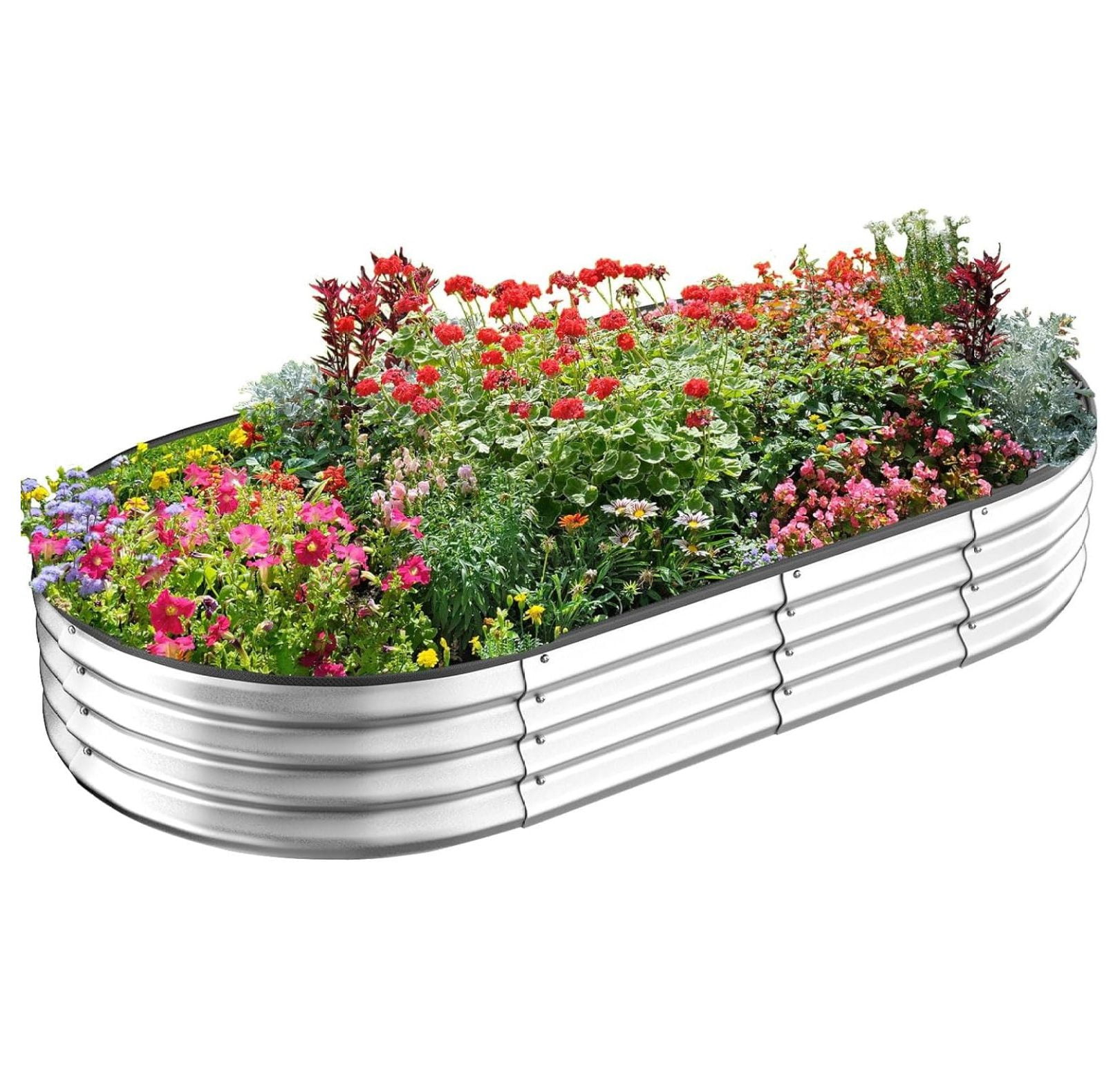 Outdoor Garden Metal Raised Garden Beds, Oval Galvanized Planter Box ...