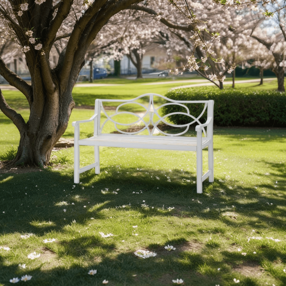 Outdoor Garden Patio Bench,Iron Metal Steel Frame Park Bench with ...