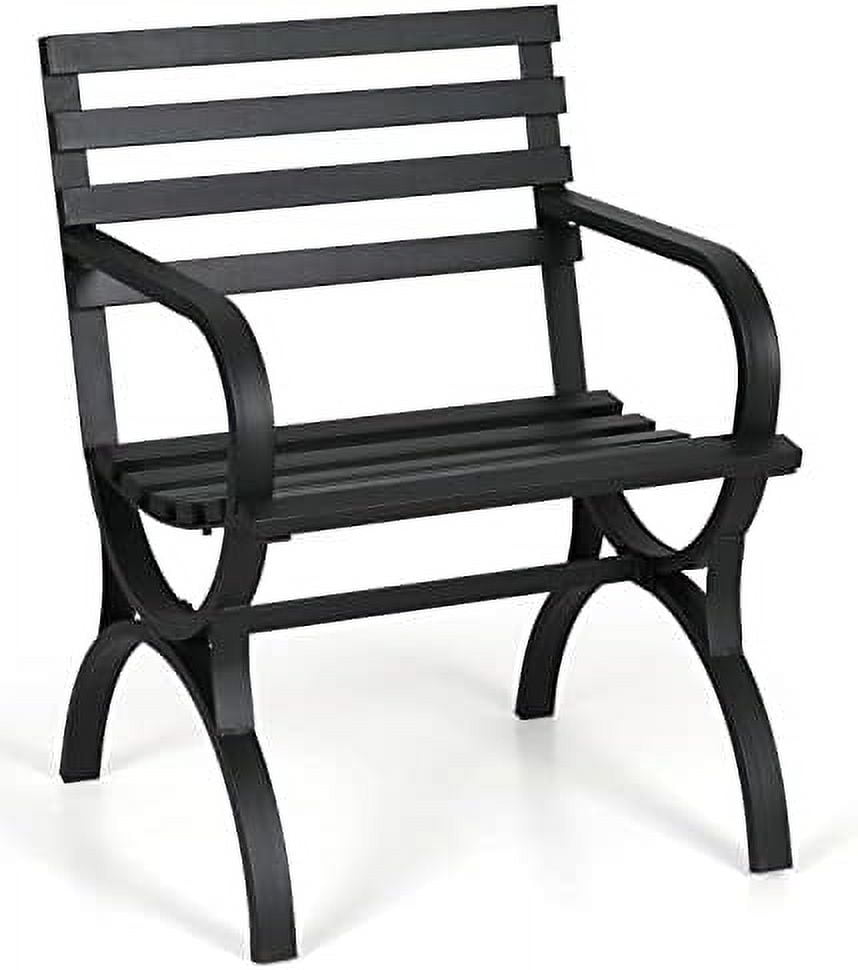 Outdoor Garden Patio Bench Iron Metal Steel Frame Park Bench with ...