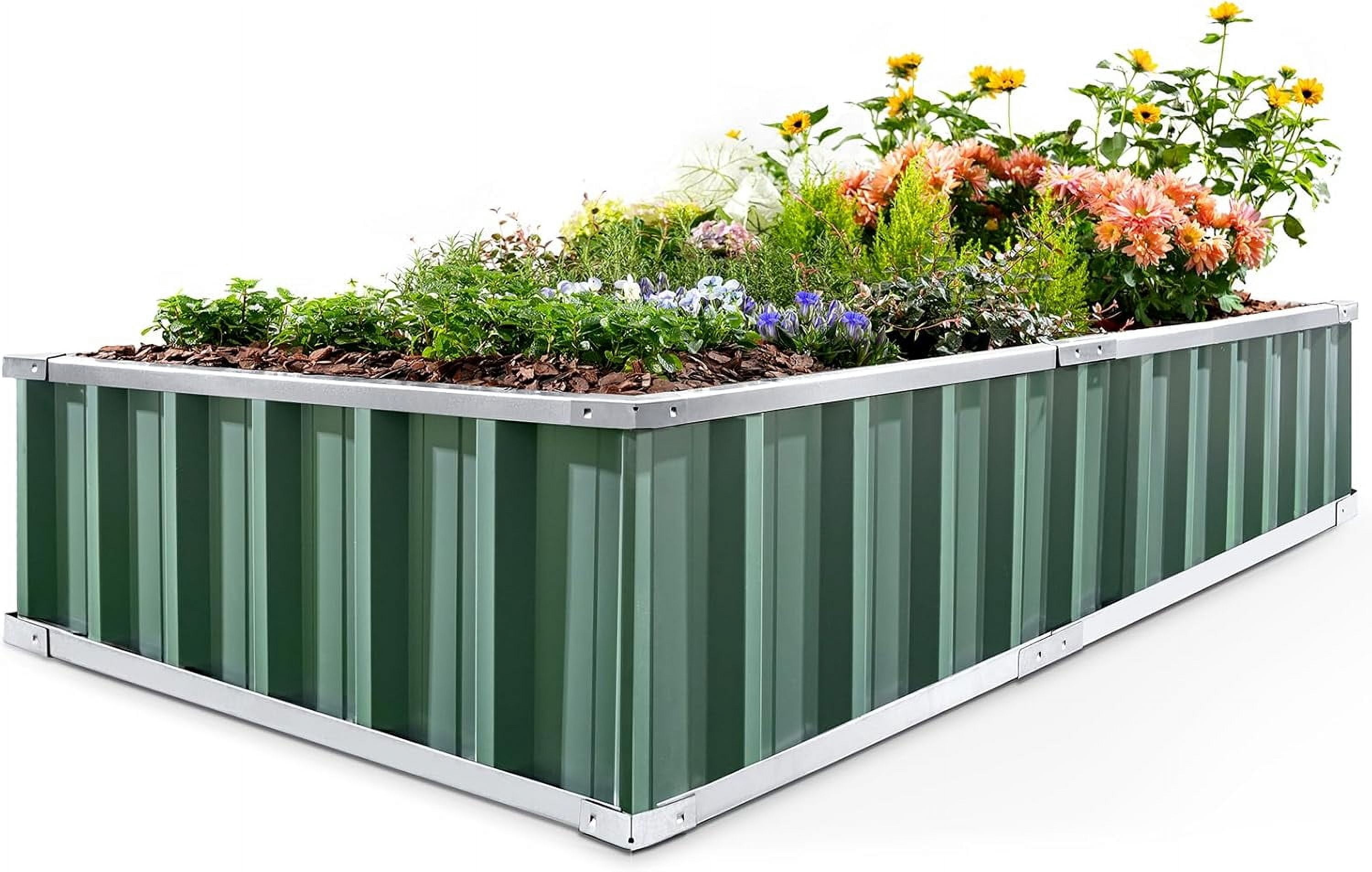 Outdoor Garden Planter Box Kit 68"x 36"x 12" in Galvanized Steel with 2 ...