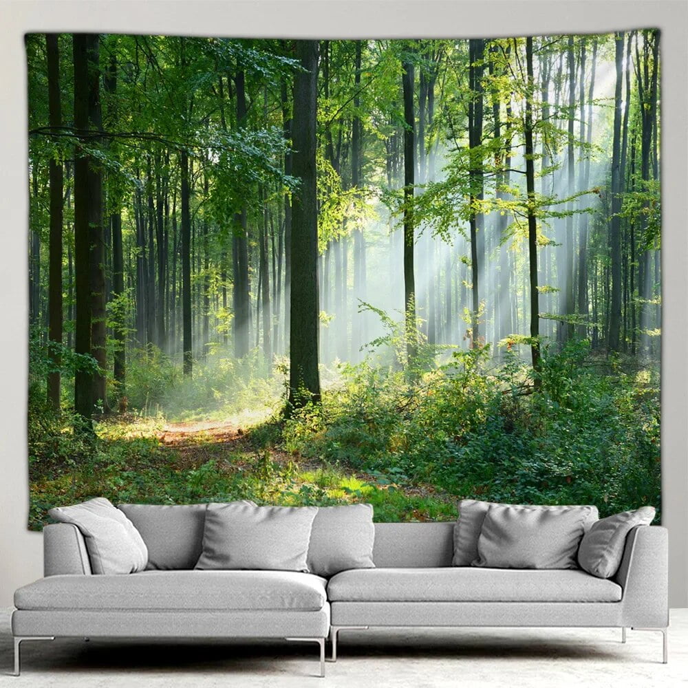 Outdoor Garden Poster Forest Waterfall Landscape Tapestry Tropical ...