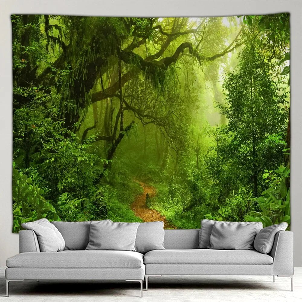 Outdoor Garden Poster Forest Waterfall Landscape Tapestry Tropical ...