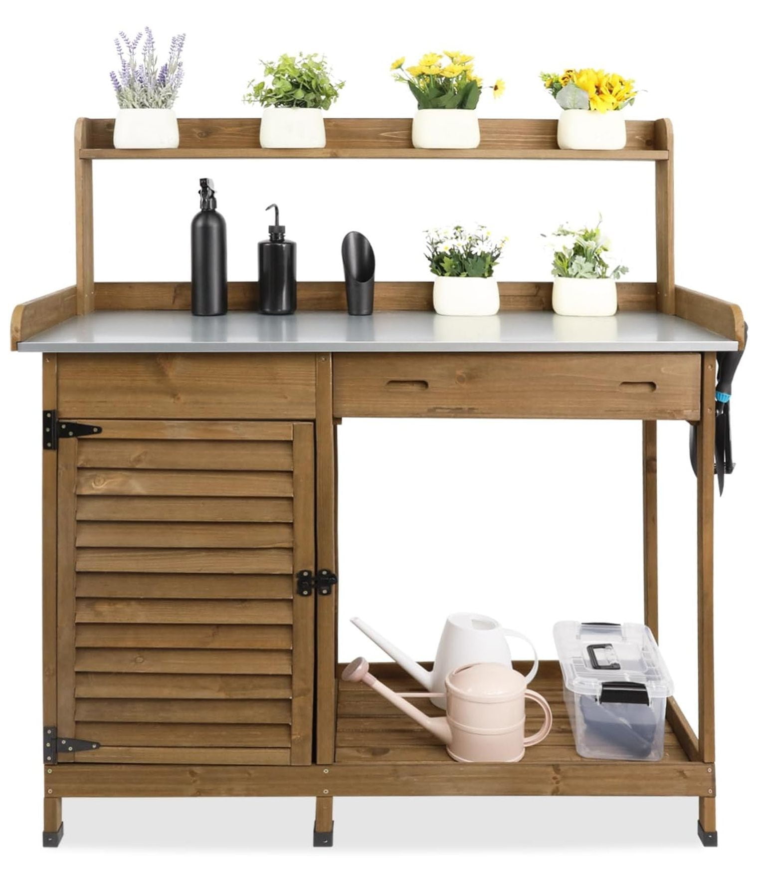 Outdoor Garden Potting Bench Table,41" L Wooden Potting Table Work ...