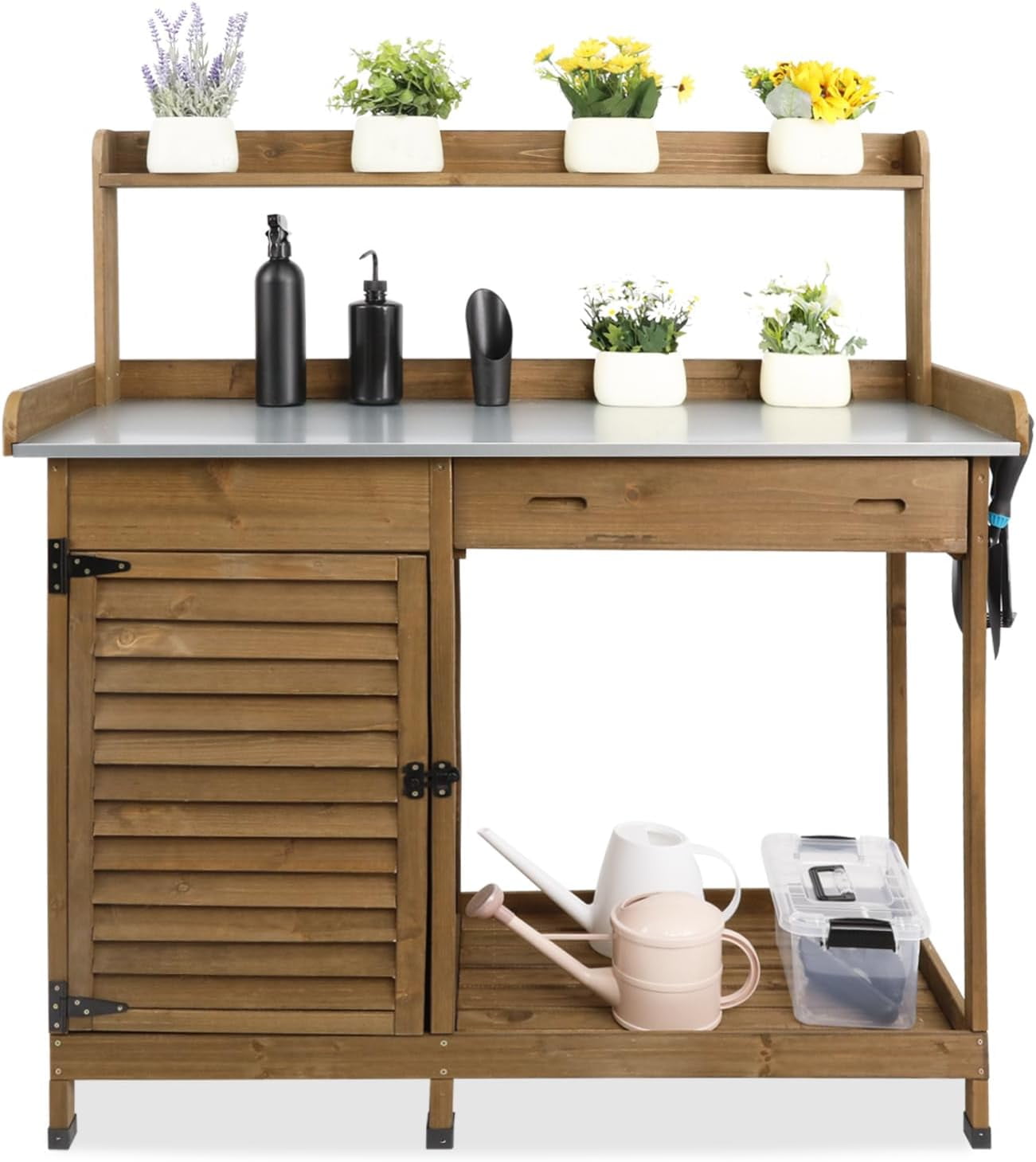 Outdoor Garden Potting Bench Table,41" L Wooden Potting Table Work ...