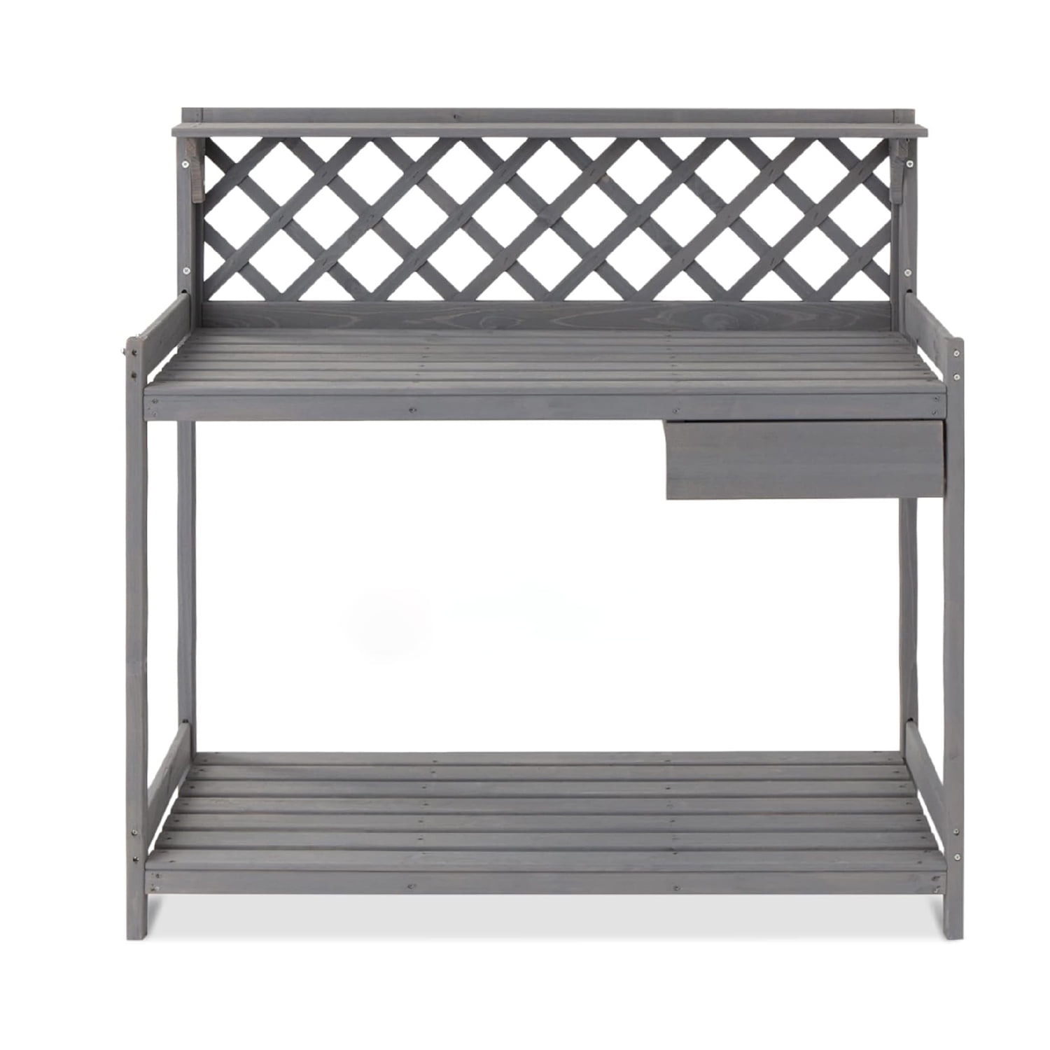 Outdoor Garden Potting Bench, Wooden Workstation Table w/Cabinet Drawer ...