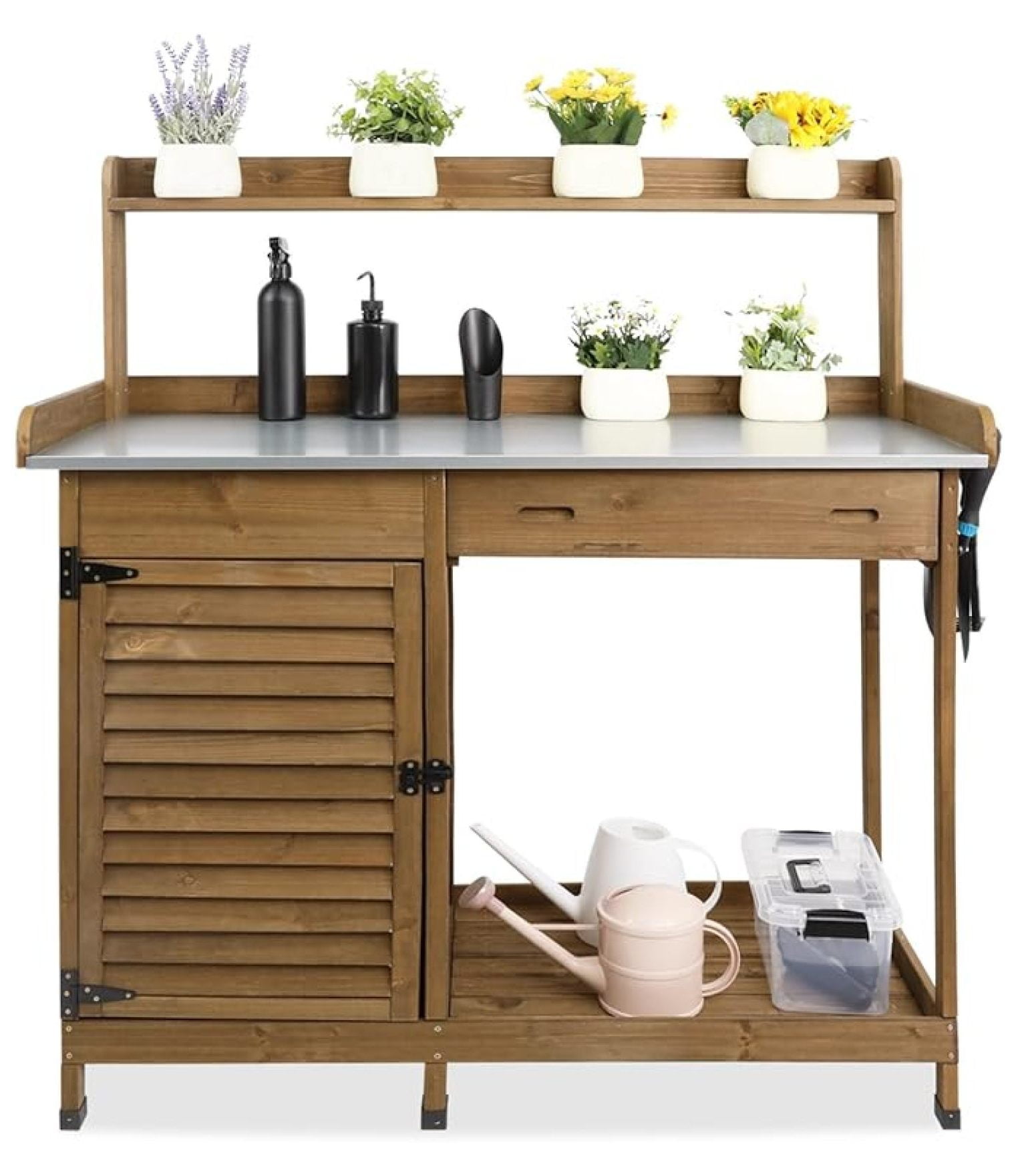 Outdoor Garden Potting Table, 41" L Wooden Potting Table Work for ...